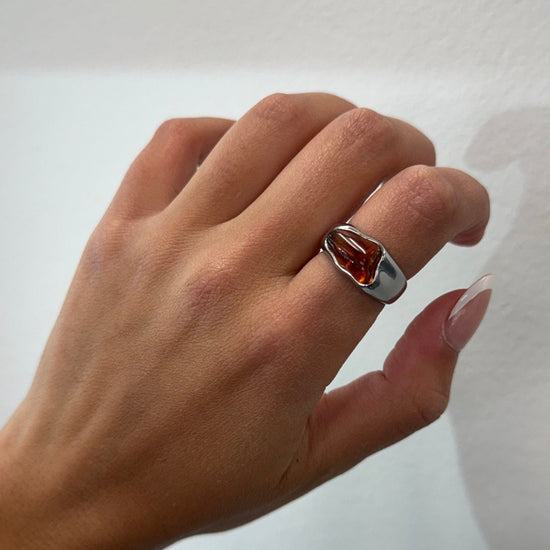 Irregular Stone Ring - irregular gemstone ring, gold stone ring, chunky ...